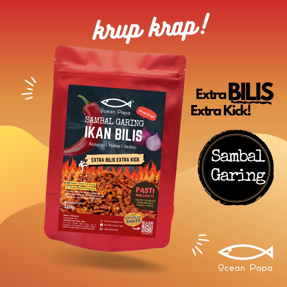Sambal Garing Extra Ikan Bilis Ocean Papa (Rangup Crispy Viral) - 120g